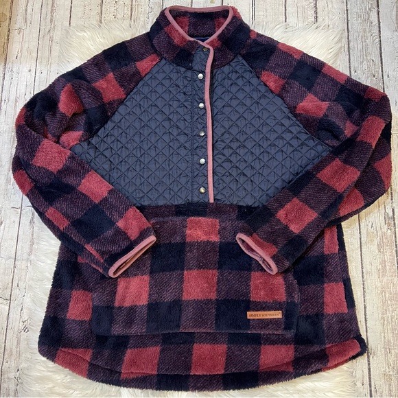 Simply Southern | Tops | Simply Southern Navy Blue Pink Buffalo Plaid 2 ...